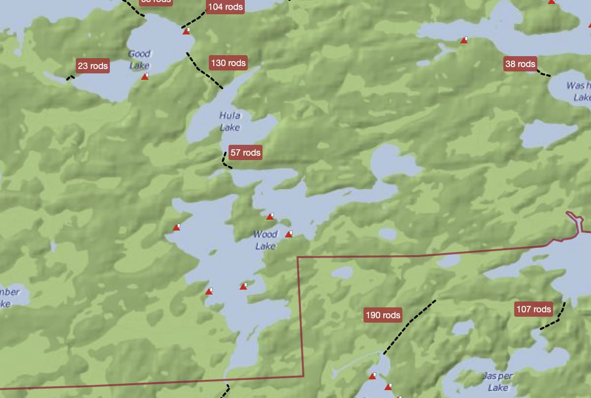Wildfire Burning on Island in Wood Lake in BWCA Wilderness Near Ely ...